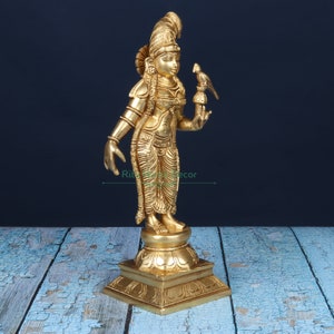 Brass Goddess Meenakshi Devi Statue - Bhudevi Form Idol - Lord Vishnu ...