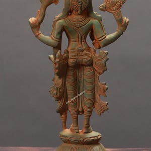 Brass Lord Vishnu Figurine - Antique Finish Venkatesh Idol - Four Hand ...