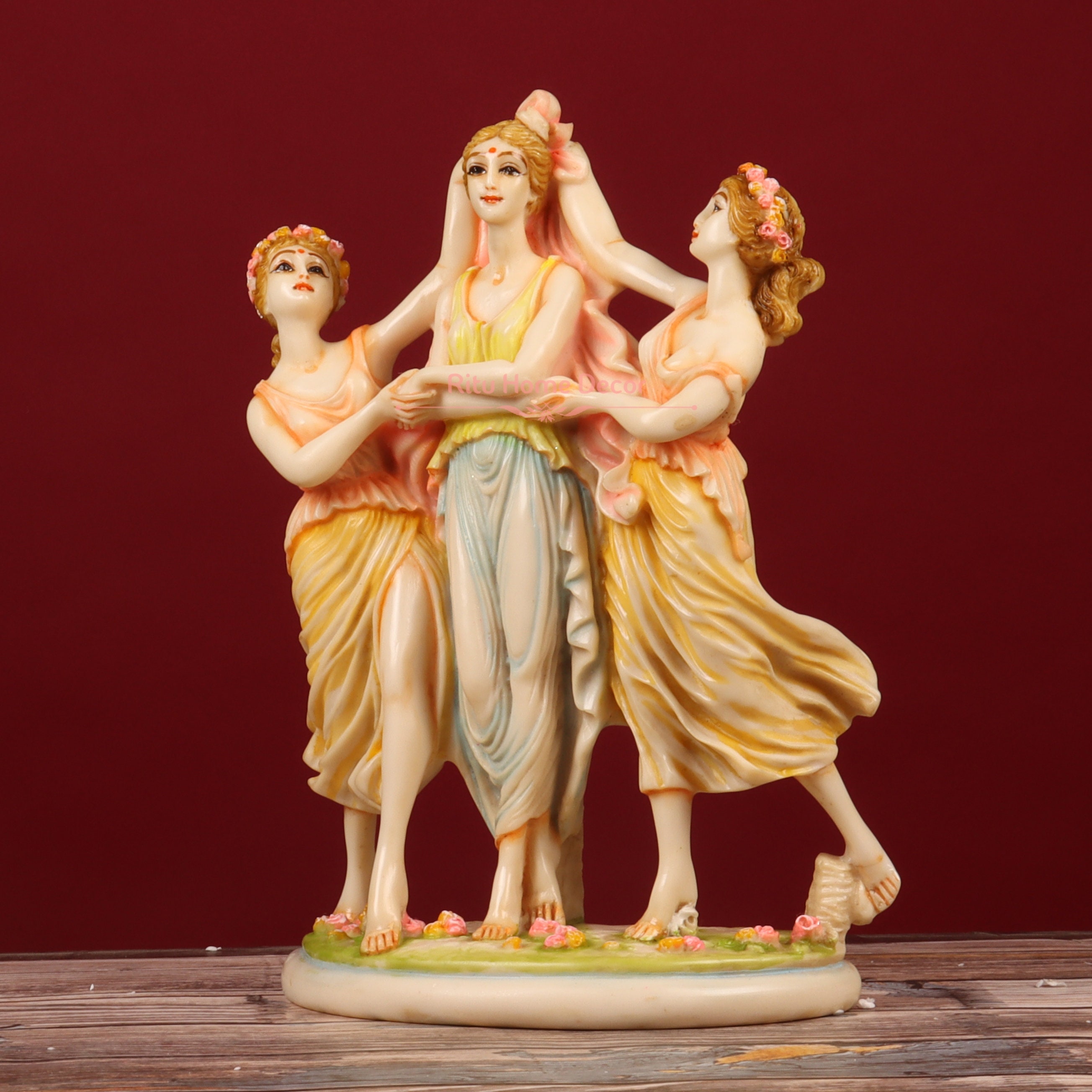 Young Royal 3 Sisters Sculpture - Modern Art Figurine - Culture Marble ...