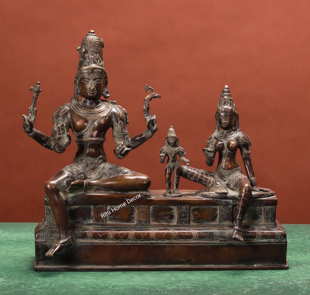Brass Somaskanda Statue With Antique Finish - Lord Shiv Family ...