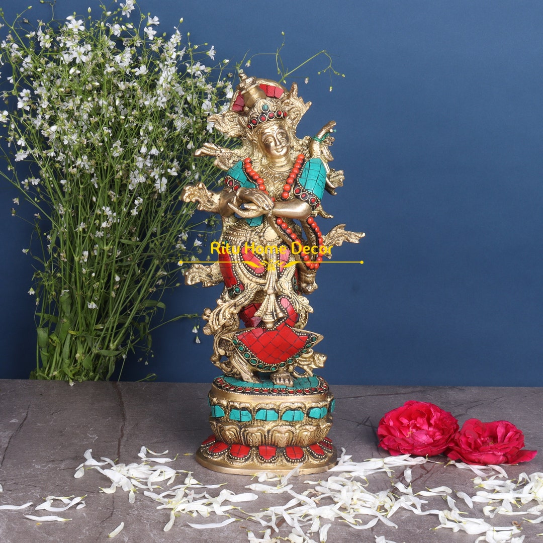 Brass Radha Statue - 12 Inch Radha Idol - Hindu Religious Love Symbol ...