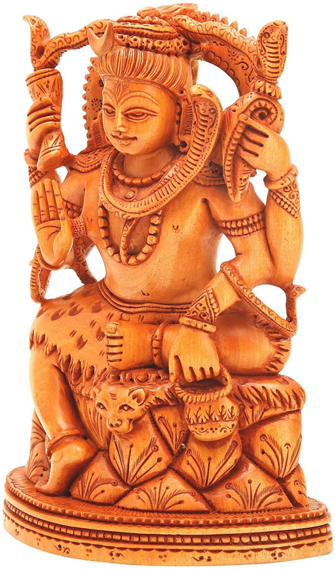 Wooden Lord Mahadev Statue - Meditating God Shiva Idol - Shankar - Shiv ...