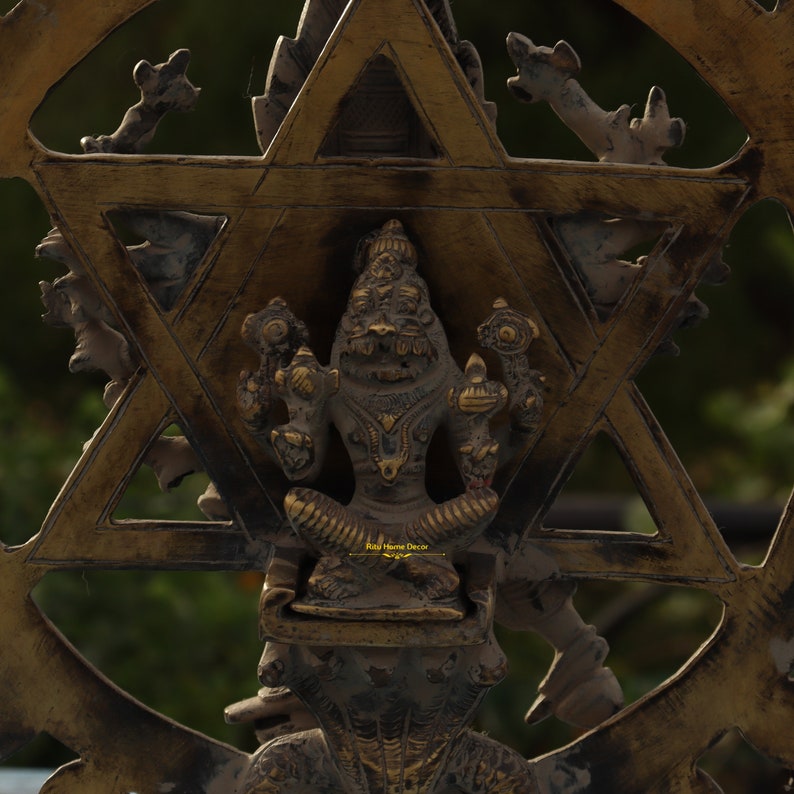Sudarshan Chakra Statue in Brass - Narayana Weapon - Narsimha Sculpture ...