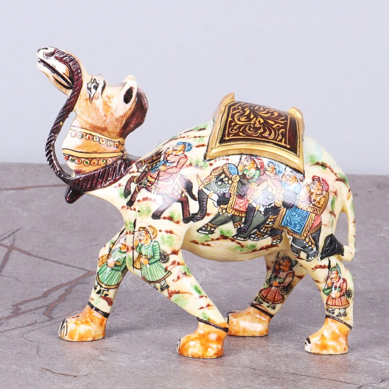 Camel Multicolor 6" Statue - Ship of Desert Animal Figurine - Hand ...