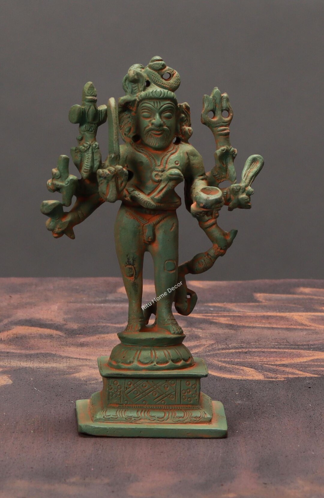 Brass Lord Bhairav Idol Mahdev Incarnation Figurine Vajrabhairava ...