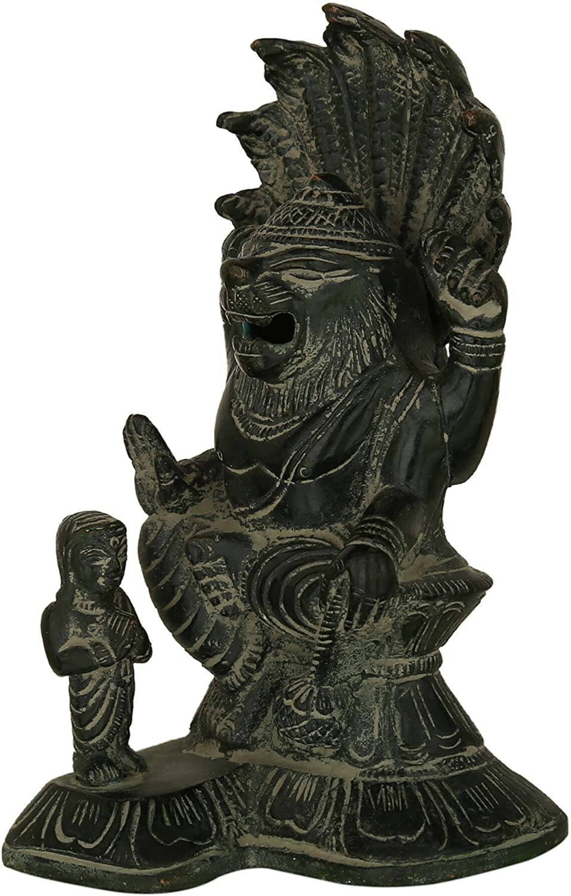 Brass Lord Narshima Statue - Antique Finish Lion Head God Idol ...