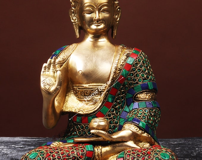 Brass Lord Buddha Statue - 27 CM Buddha Idol - Outdoor Indoor Buddhist ...