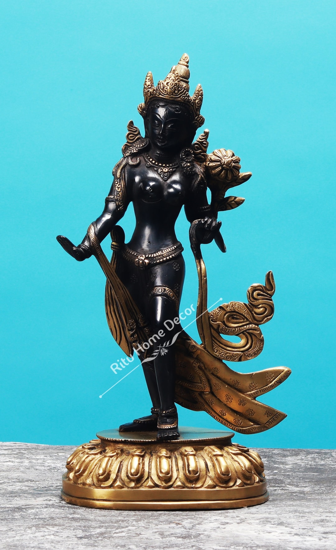 Brass Goddess Tara Statue - Standing Tara Idol for Worship - 31 CM ...