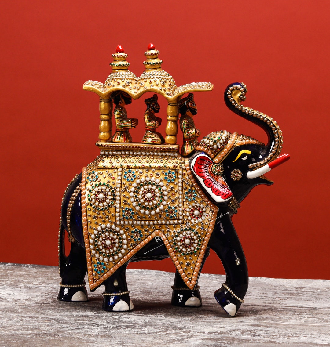 Enemal Work Amababari Elephant Animal Figurine for Home Decor King ...