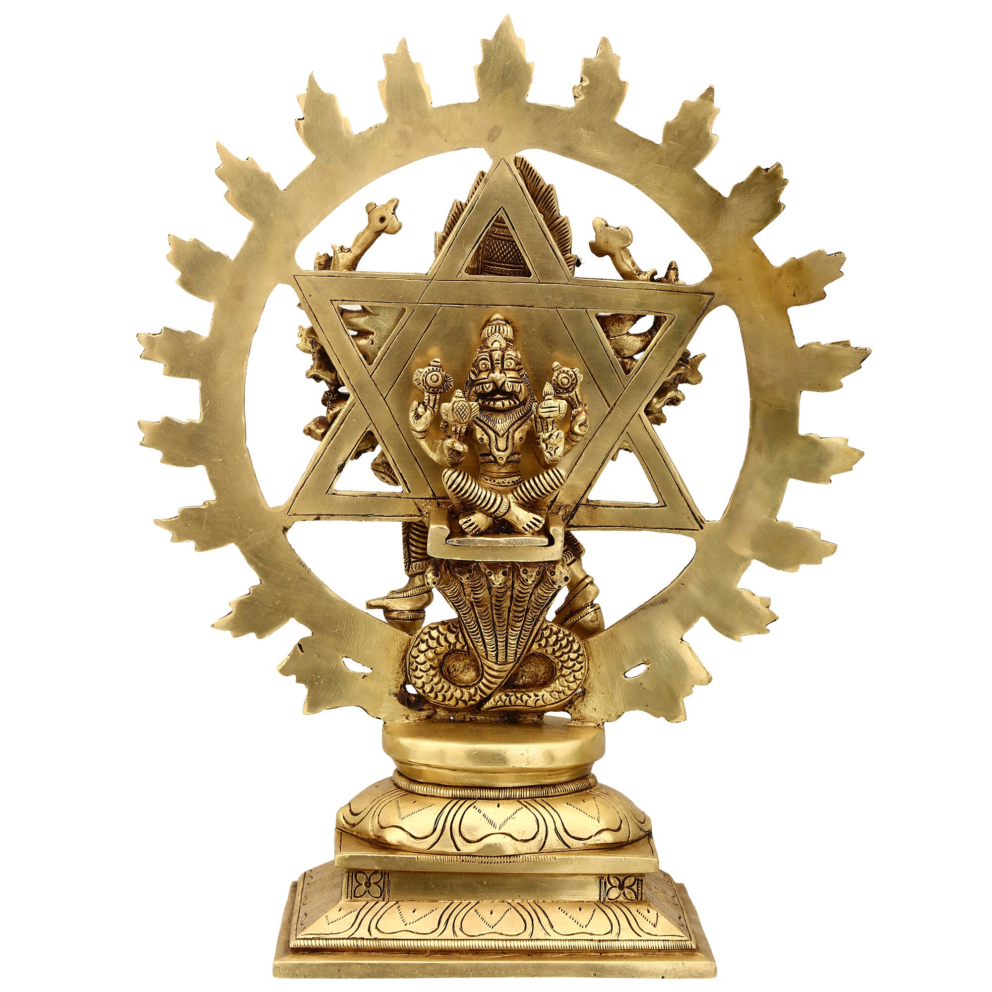 Sudarshana Chakra Statue - Brass Lord Vishnu Idol - Narayana Weapon ...