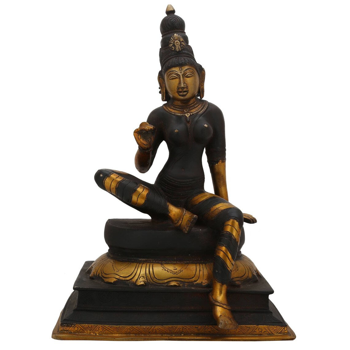 Brass Devi Parvati Statue - Maa Gauri Idol - Devi Shakti Statue ...