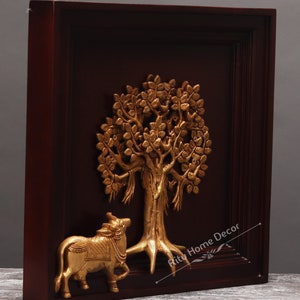Brass Tree of Life With Cow Wall Hanging, Holy Cow Home Decor ...