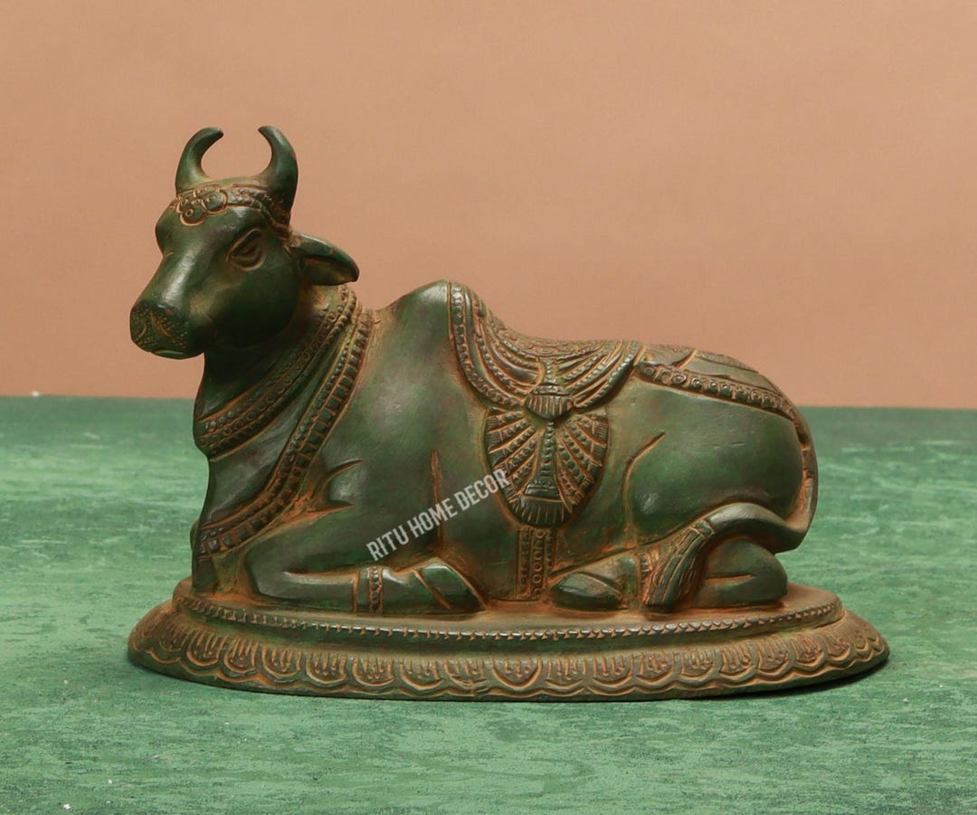 Brass Nandi Statue With Antique Finish, Lord Shiva Wagon Sculpture ...