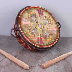 Hand Painted Nangara Drum for Home Décor Krishna Radha and Gopi Playing ...