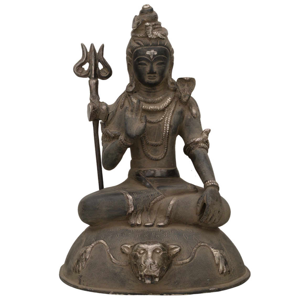 Brass Lord Shiva Idol - Antique Finish Mahadev Statue - Shankar God ...