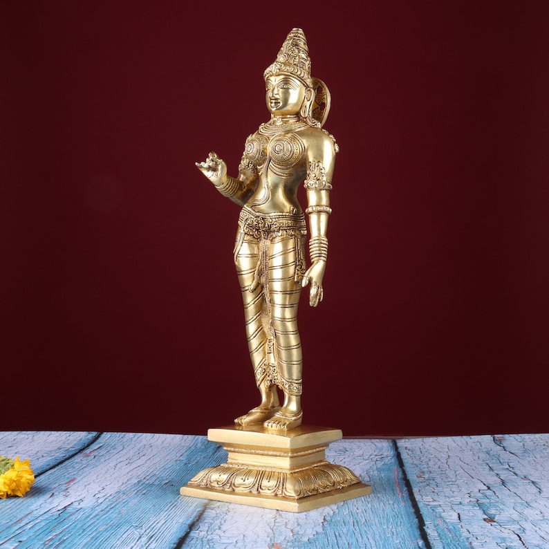 Brass Goddess Parvati Statue - Maa Gauri Idol - Maa Adishakti Figurine ...