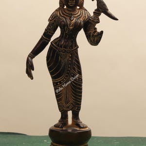 Brass Goddess Meenakshi Devi Statue - Antique Finish Bhudevi Form Idol ...