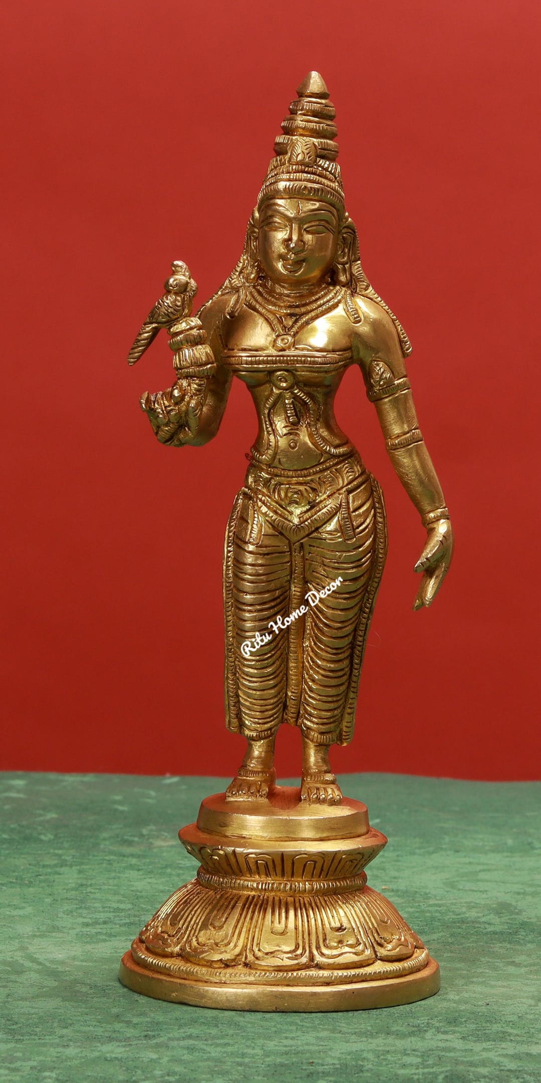 Brass Goddess Meenakshi Devi 8" Statue - Bhudevi Form Idol Lord Vishnu ...