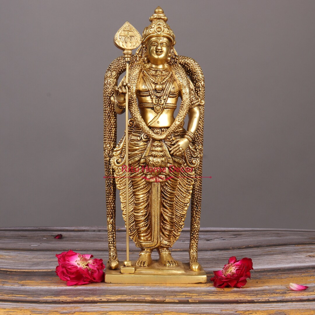 Brass Lord Kartikeya - Kumaraswamy Idol - Lord Murugan Karthikeya ...