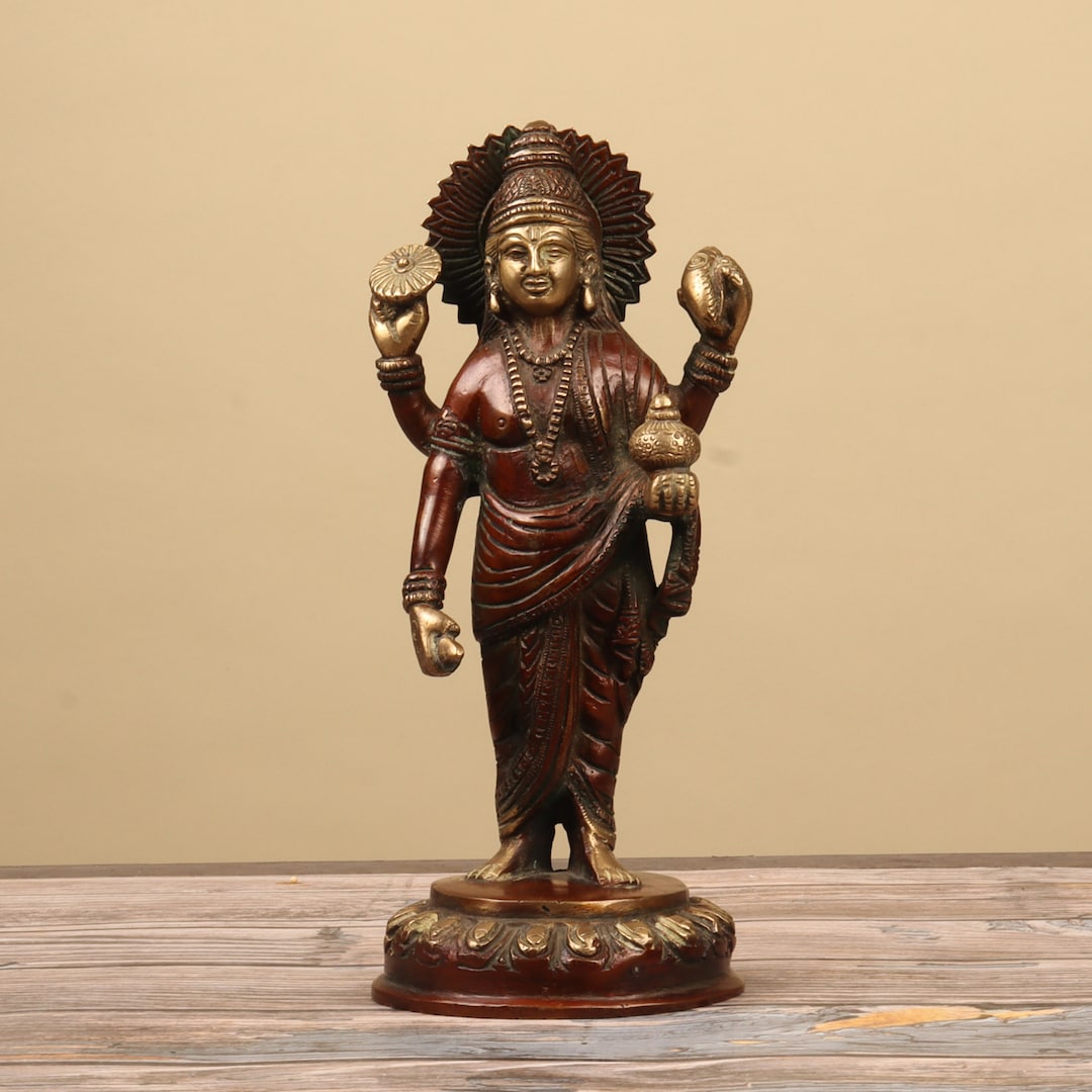 God Dhanvantari Statue - 8" Brass Lord Dhanvanthri Idol - Dhanwantri ...