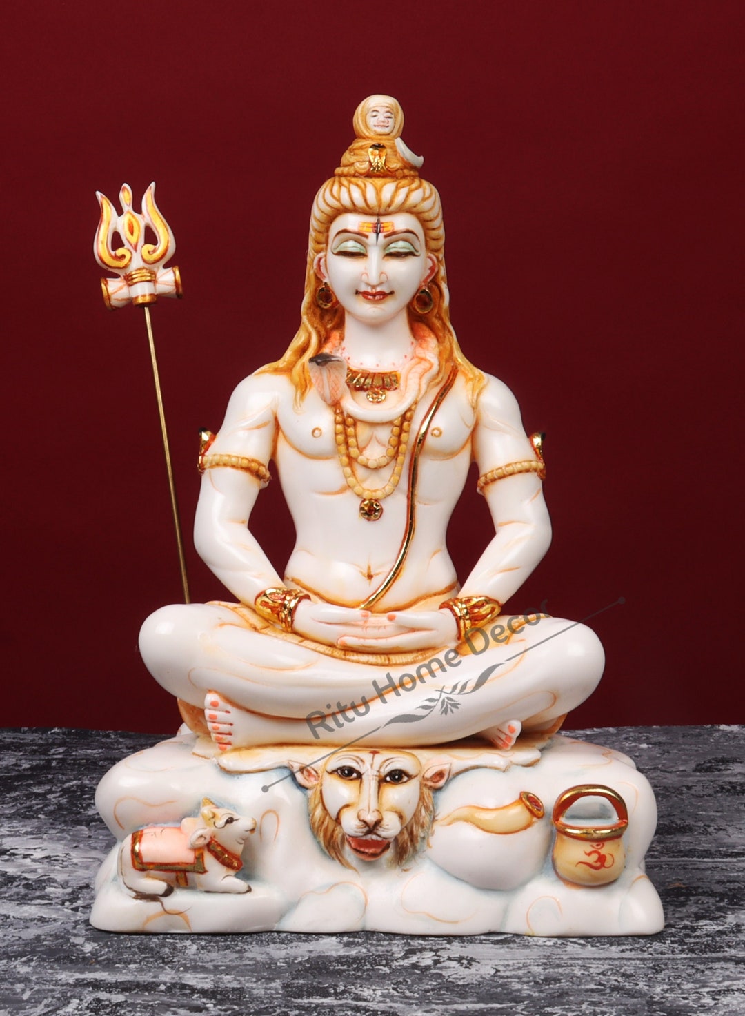 Lord Shiva Statue 29 CM - Marble Dust Shiv Idol - Meditating Shankar ...