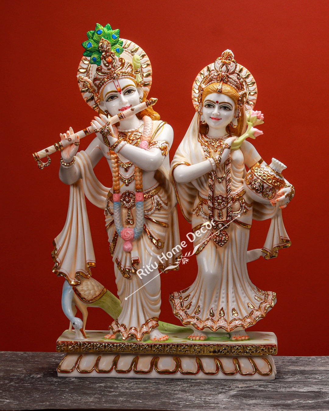 Radha Krishna Statue - 27" Radhika Madhav - Culture Marble Gopika Gopal ...