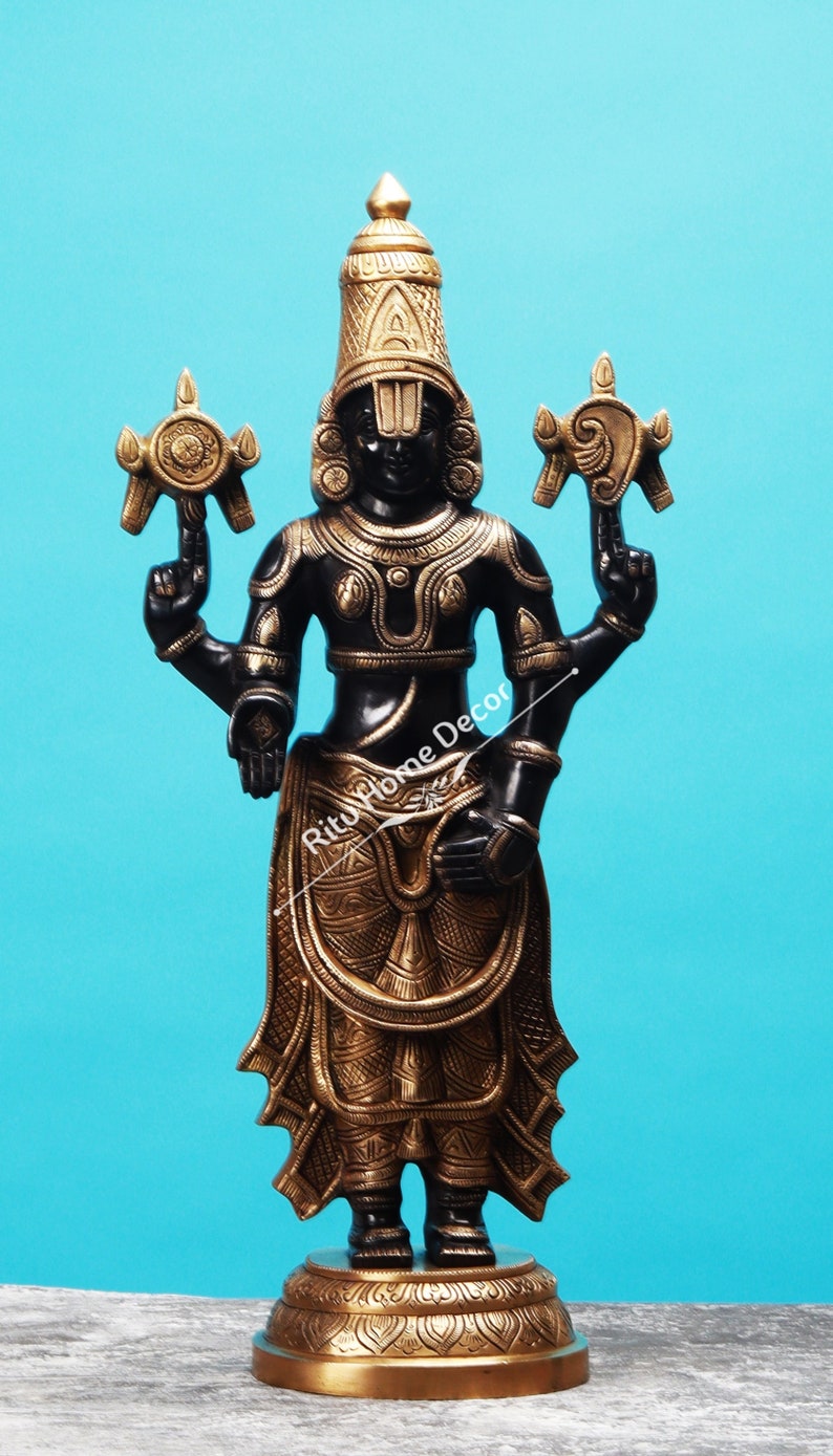 Brass Tirupati Balaji Statue - Vishnu Idol - Vanketash Figurine ...