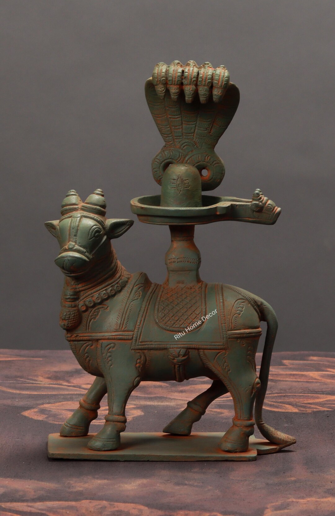 Brass Nandi Statue With Stone Work , Lord Shiva Wagon Sculpture ...
