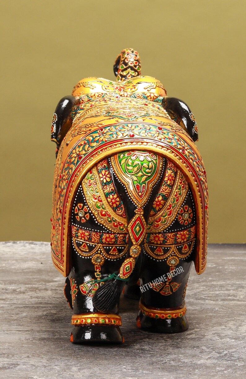 Wooden Airawat Elephant Statue - Lord Indra Wagon Figurine - Divine ...