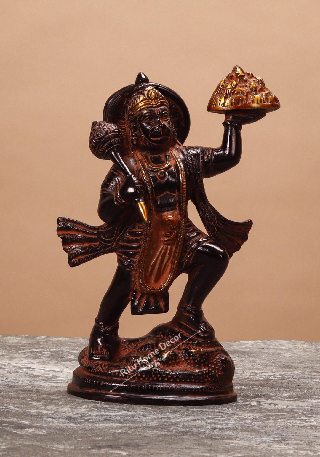 Brass Lord Hanuman Statue Antique Finish Bajrang Bali Figurine Lord ...
