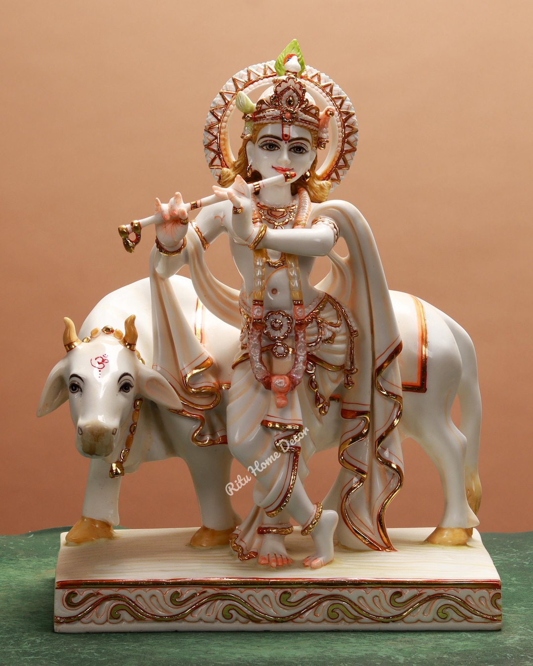 Lord Krishna Statue With Cow - 18" Cow Kishna Statue - Gopala - Girdhar ...