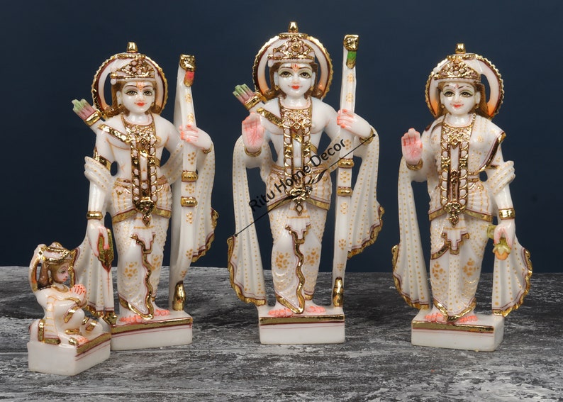 Lord Rama Darbar 9" White Gold Sculpture - Bhagwan Ram Statues - Ram ...