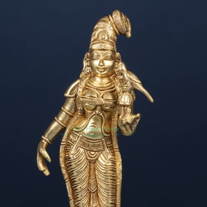 Brass Goddess Meenakshi Devi Statue - Bhudevi Form Idol - Lord Vishnu ...