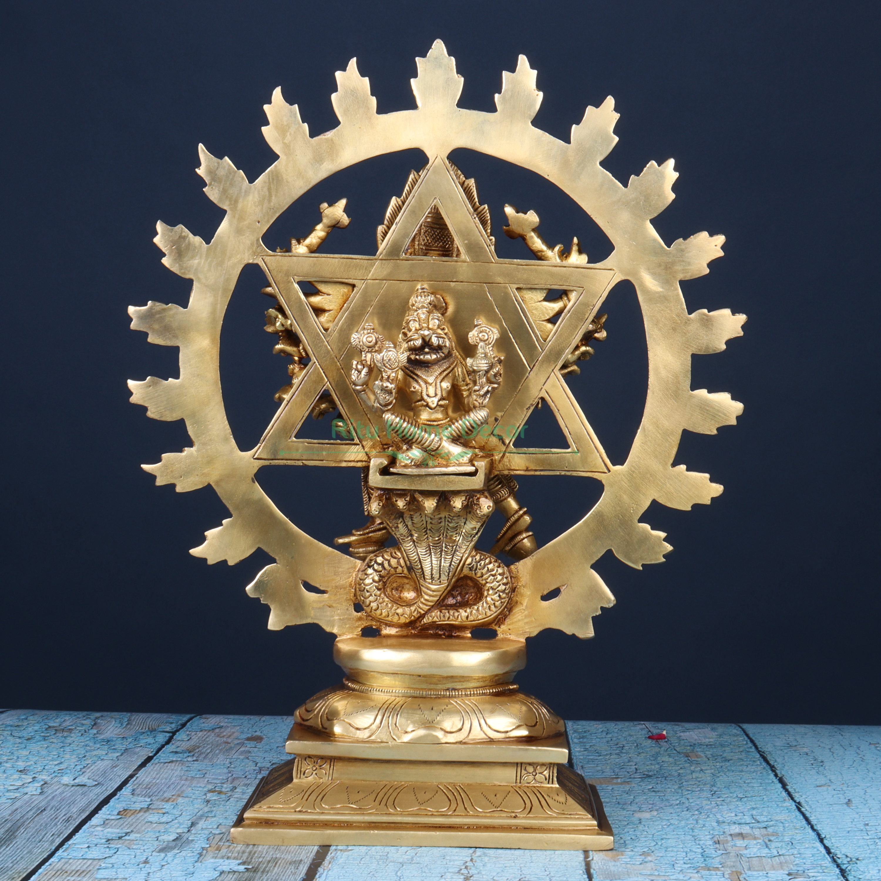 Sudarshana Chakra Statue - Brass Lord Vishnu Idol - Narayana Weapon ...
