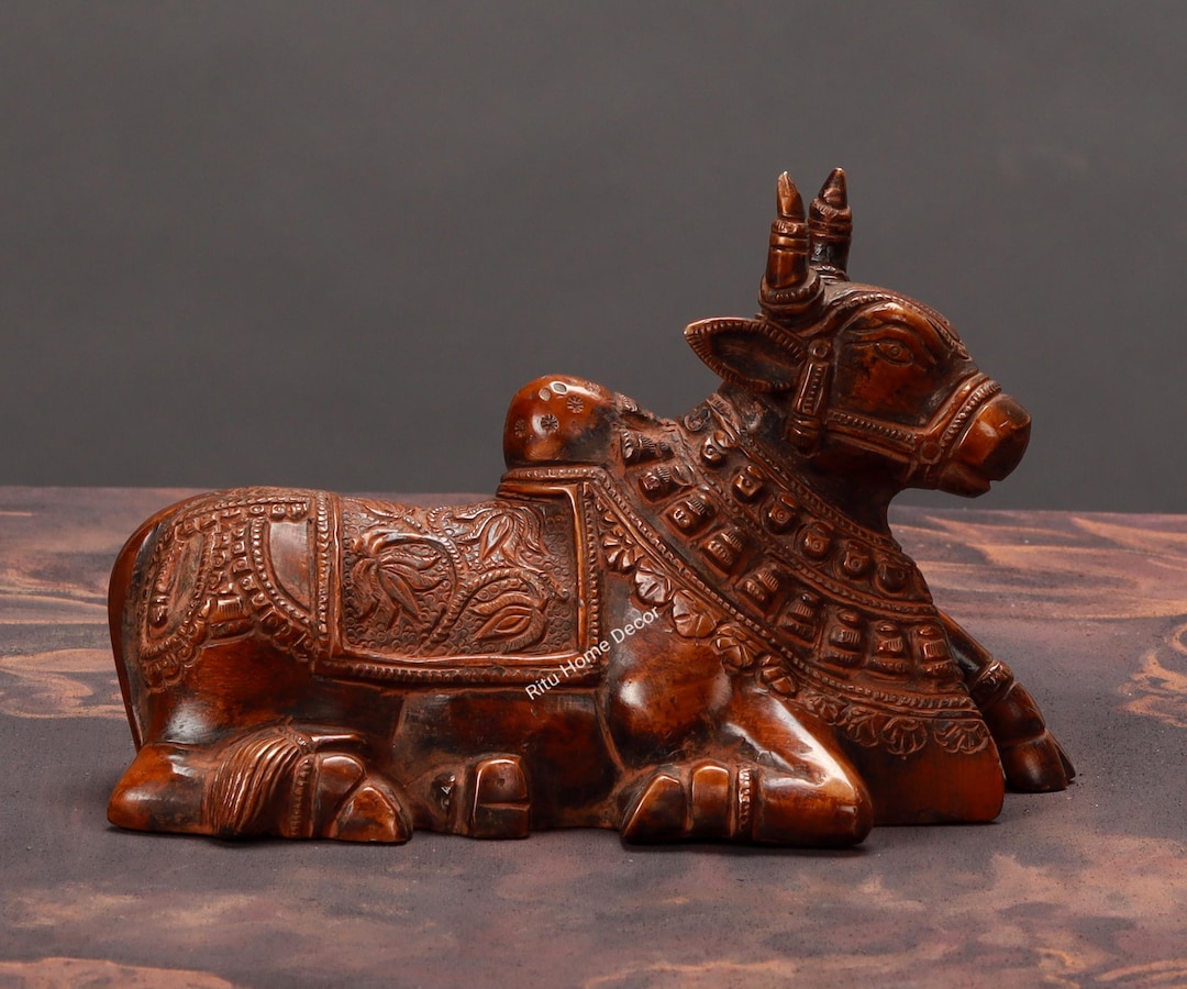 Brass Nandi Statue With Antique Finish, Lord Shiva Wagon Sculpture ...