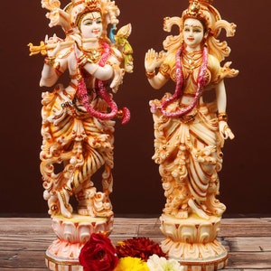 Radha Krishna Statue - 14" Girdhar Gopal Sculpture - Divine Lovers ...
