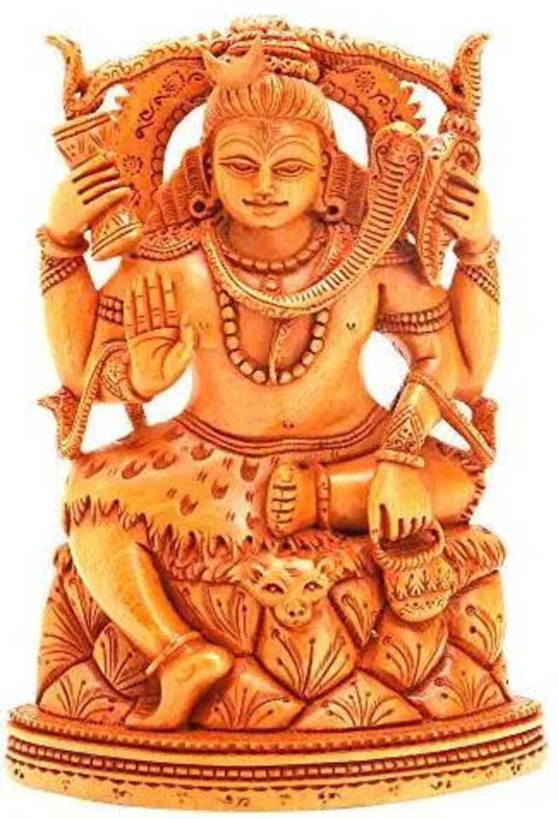 Wooden Lord Mahadev Statue - Meditating God Shiva Idol - Shankar - Shiv ...