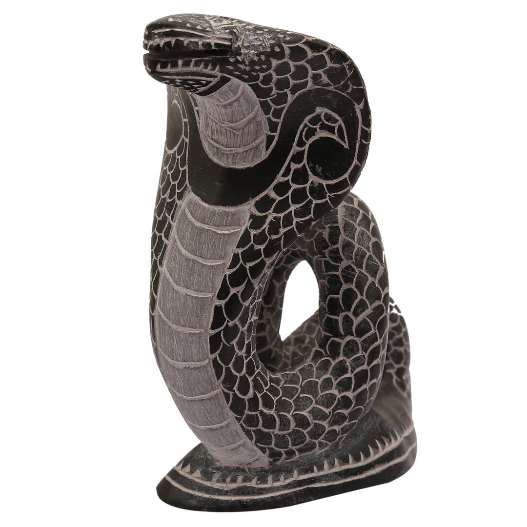 Black Stone Snake Statue - Black Naag Figurine - Hindu Religious ...