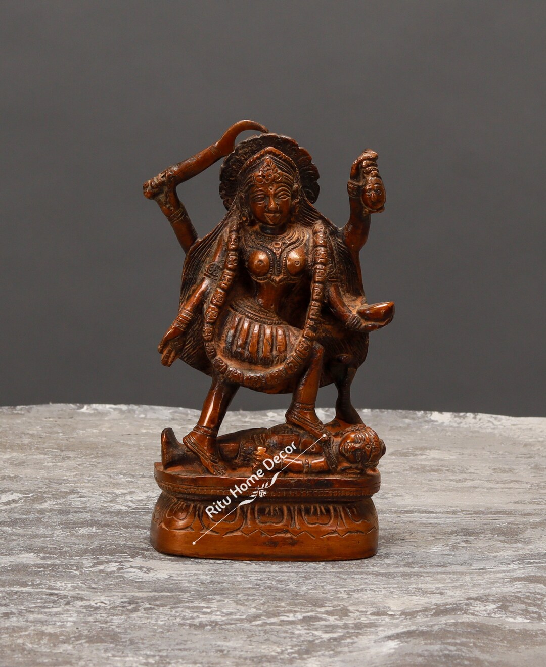 Maa Kali Brass Antique Finish Statue - Goddess Kalika Idol - Adishakti ...