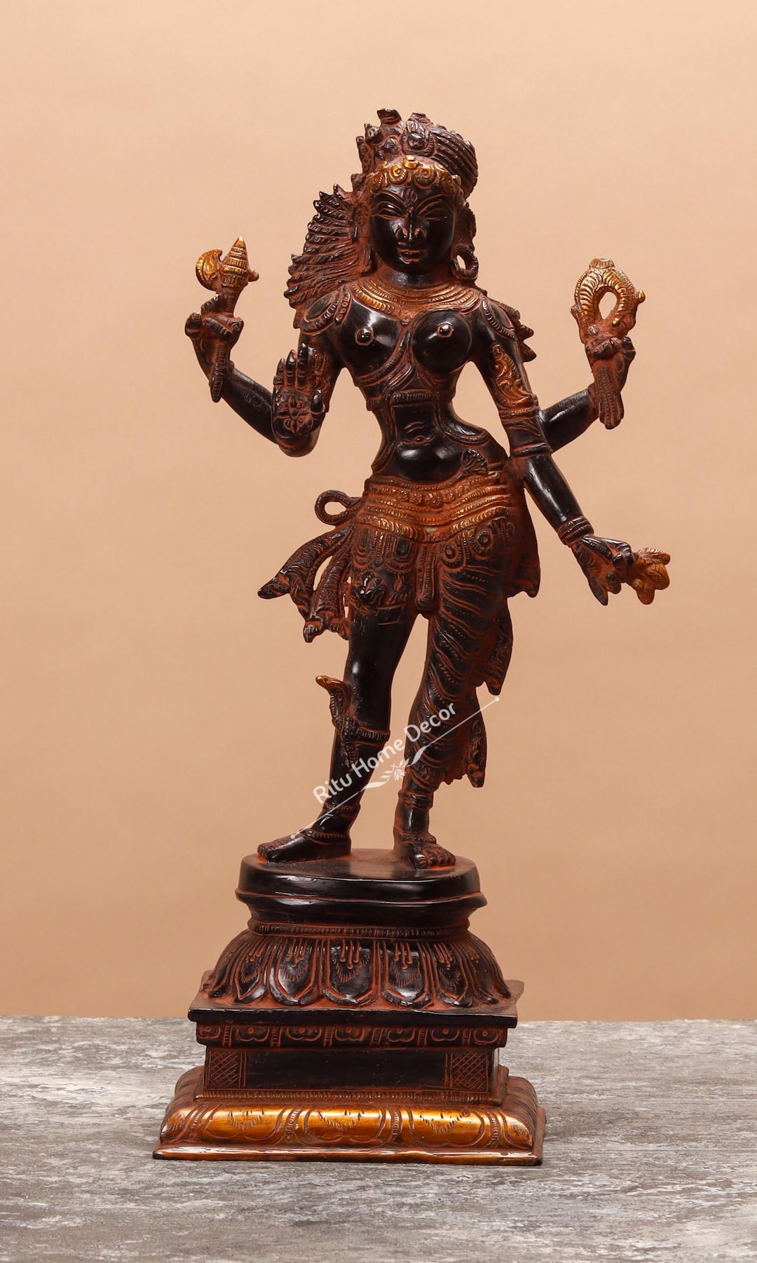 Brass Ardhanarishvara Statue, 34 Cm Big Large Size Antique Finish Brass ...