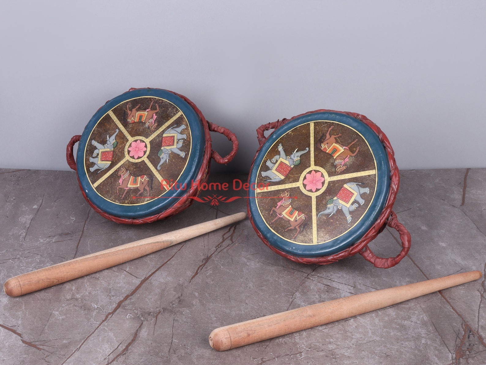 Nagada With Elephant Painting - Home Decor Music Instrument - Door ...