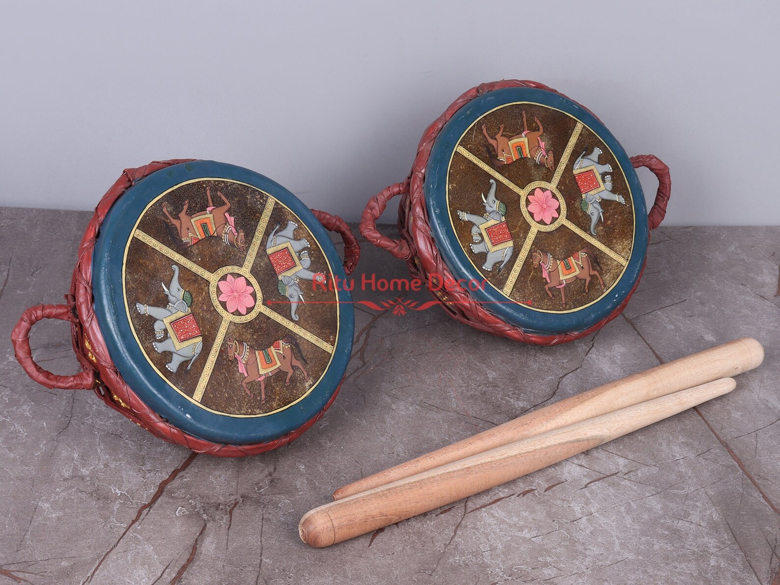 Nagada With Elephant Painting Home Decor Music Instrument - Etsy