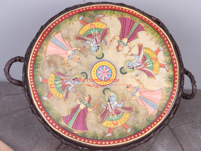 Hand Painted Nangara Drum for Home Décor Krishna Radha and - Etsy