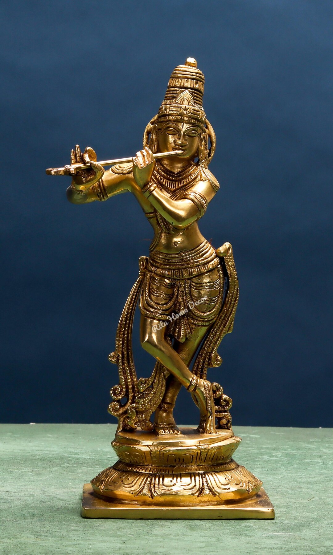 Brass Lord Krishna Statue for Temple - Madhav Idol - Kisna for Worship ...