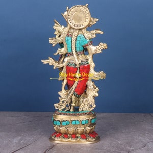 Brass Radha Statue - 12 Inch Radha Idol - Hindu Religious Love Symbol ...