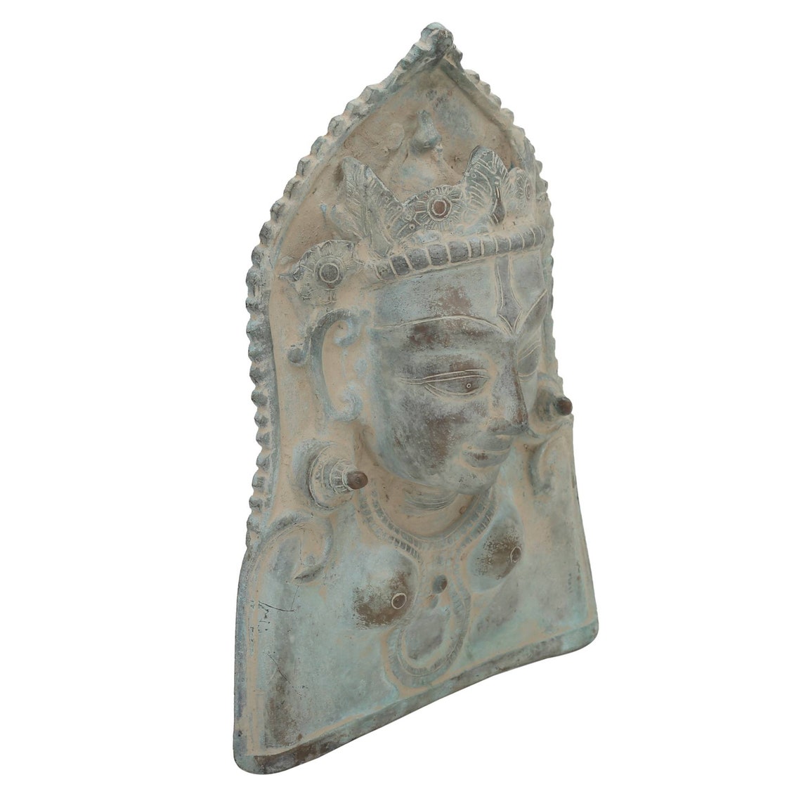 Brass Devi Parvati Head Bust - Maa Gauri Mask for Wall Hanging - Devi ...