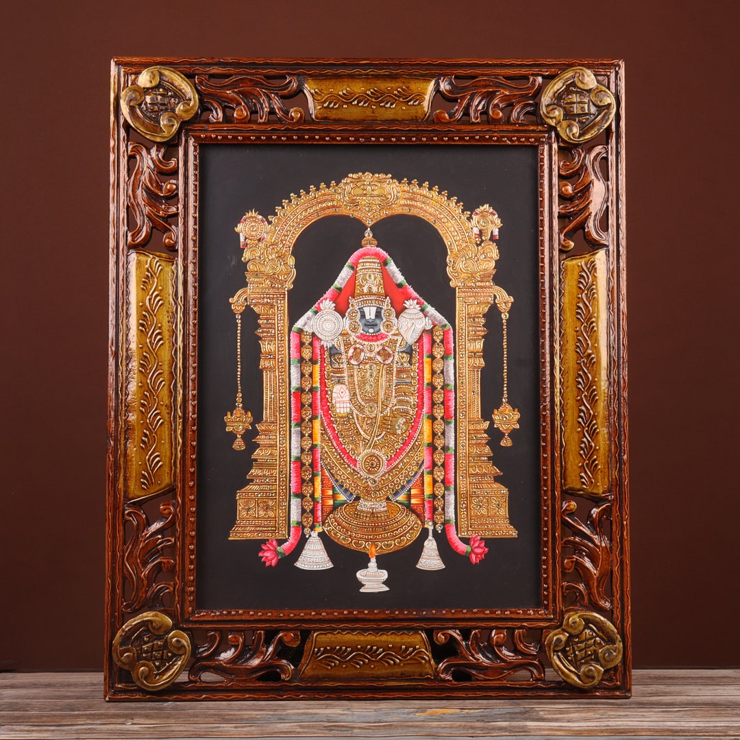 Lord Tirupati Balaji Painting Wooden Frame With Paper - Etsy