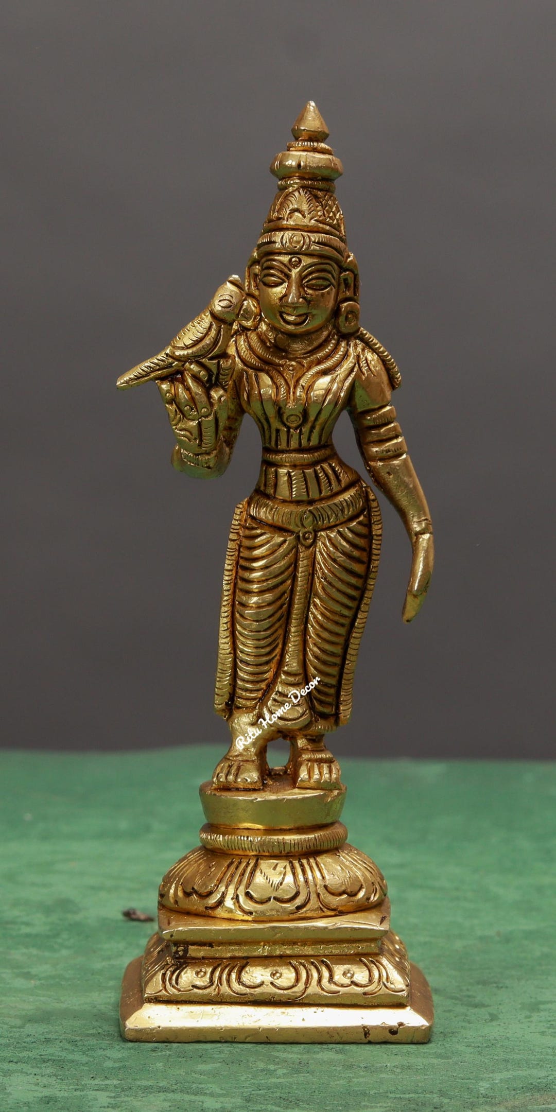 Brass Goddess Meenakshi Devi Statue - Bhudevi Form Idol - Lord Vishnu ...