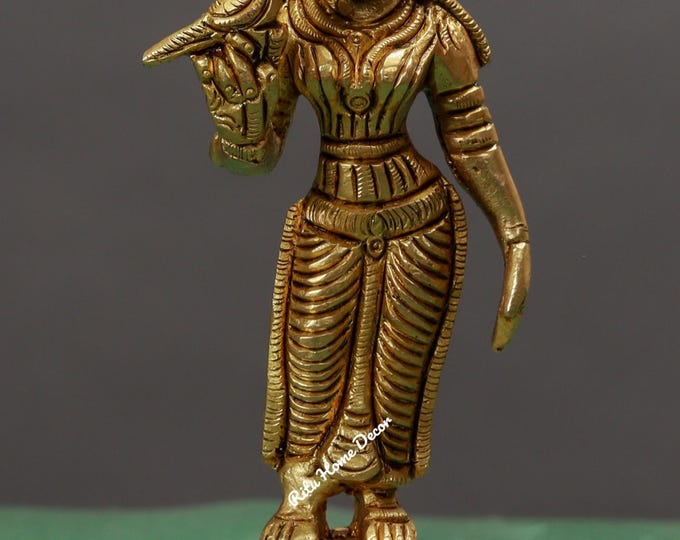 Brass Goddess Meenakshi Devi Statue - Bhudevi Form Idol - Lord Vishnu ...