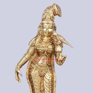 Brass Goddess Meenakshi Devi Statue - Bhudevi Form Idol - Lord Vishnu ...
